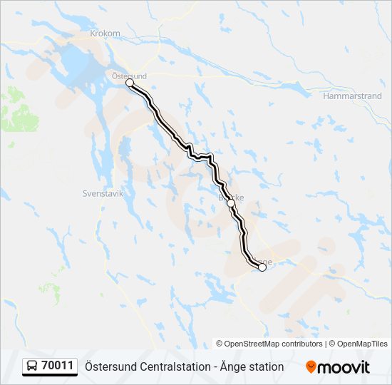 70011 Rutt: Tidtabeller, Hållplatser & Kartor - Ånge Station (Uppdaterat)