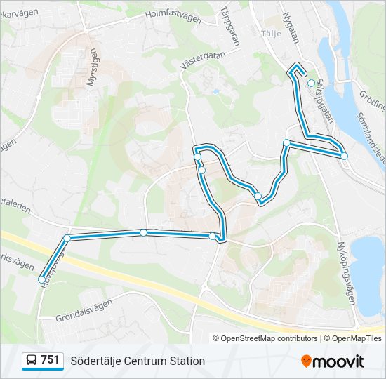 751 Route: Schedules, Stops & Maps - Södertälje Centrum Station (Updated)