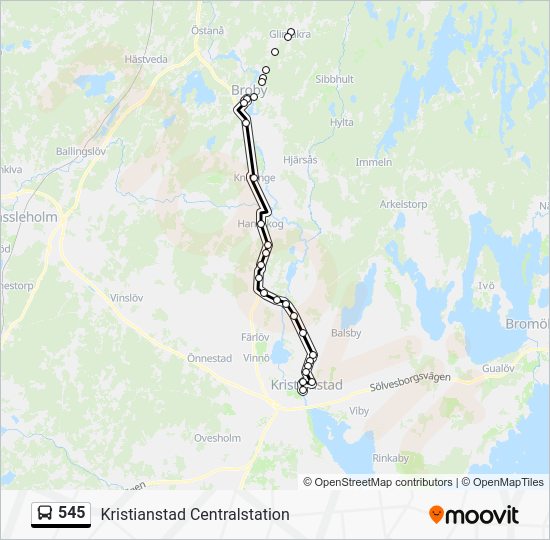 545 Route: Schedules, Stops & Maps - Kristianstad Centralstation (Updated)
