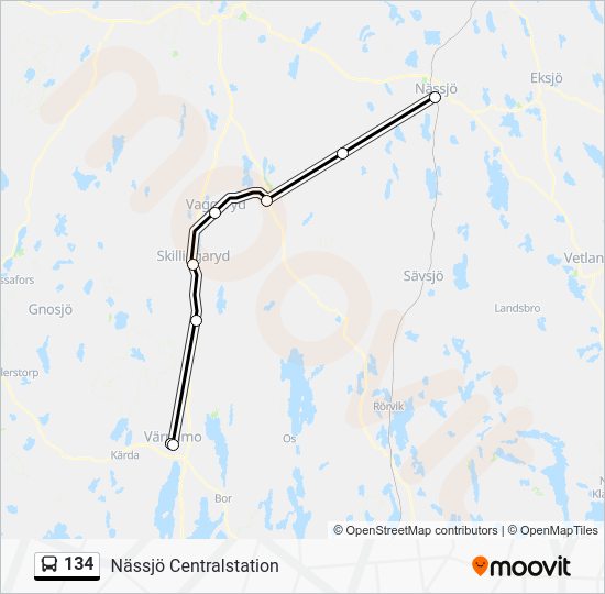 134 Route: Schedules, Stops & Maps - Nässjö Centralstation (Updated)