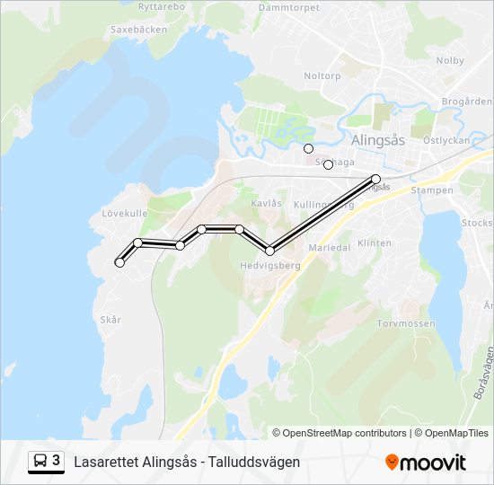 3 Route: Schedules, Stops & Maps - Talluddsvägen (Updated)