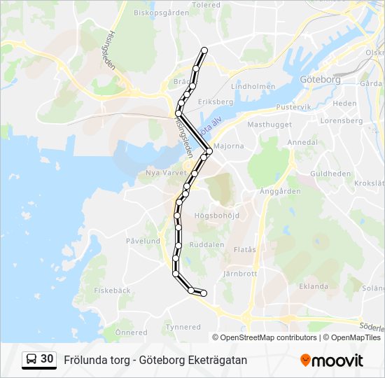 30 Route: Schedules, Stops & Maps - Frölunda Torg (Updated)