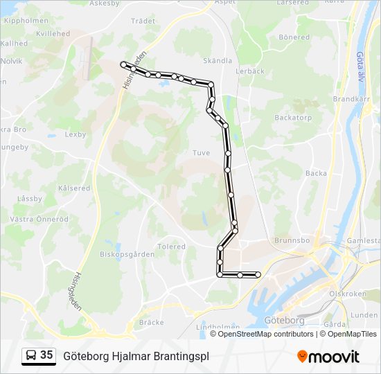 35 Route: Schedules, Stops & Maps - Göteborg Hjalmar Brantingspl (Updated)