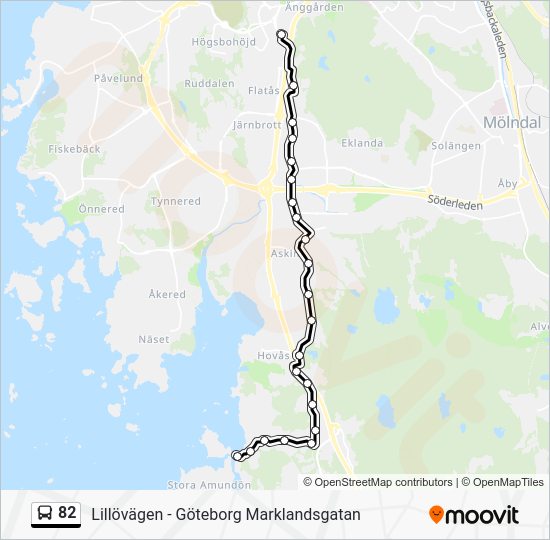82 Route: Schedules, Stops & Maps - Göteborg Marklandsgatan (Updated)