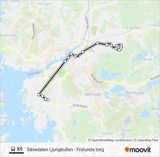 X5 Route: Schedules, Stops & Maps - Frölunda Torg (Updated)