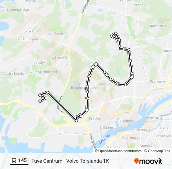 145 Route: Schedules, Stops & Maps - Tuve Centrum (Updated)
