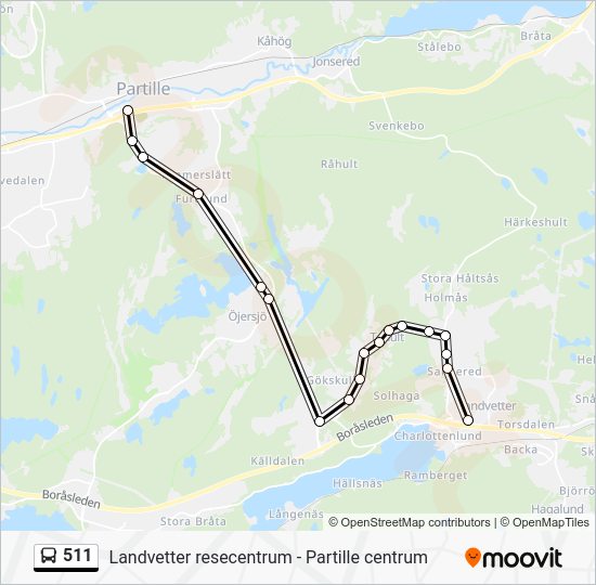 511 Rutt: Tidtabeller, Hållplatser & Kartor - Partille Centrum (Uppdaterat)