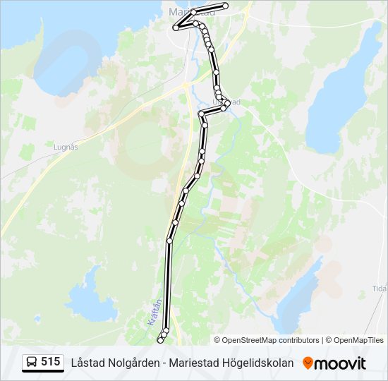 515 Rutt: Tidtabeller, Hållplatser & Kartor - Mariestad Högelidskolan ...