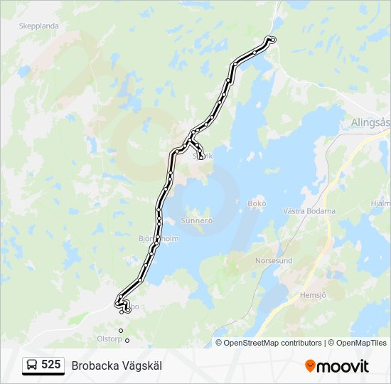 525 Route: Schedules, Stops & Maps - Brobacka Vägskäl (Updated)