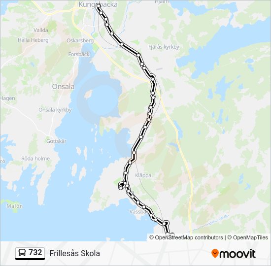 732 Route: Schedules, Stops & Maps - Frillesås Skola (Updated)
