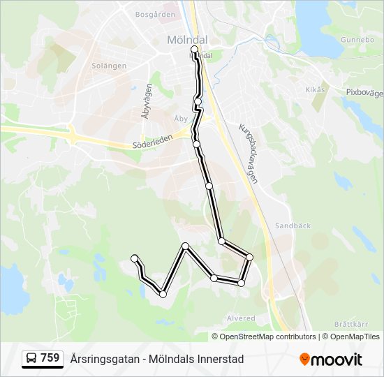759 Route: Schedules, Stops & Maps - Mölndals Innerstad (Updated)