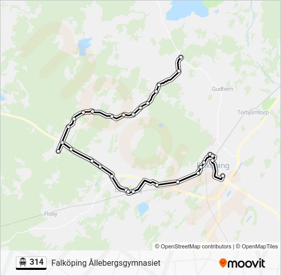 314 Route: Schedules, Stops & Maps - Falköping Ållebergsgymnasiet (Updated)
