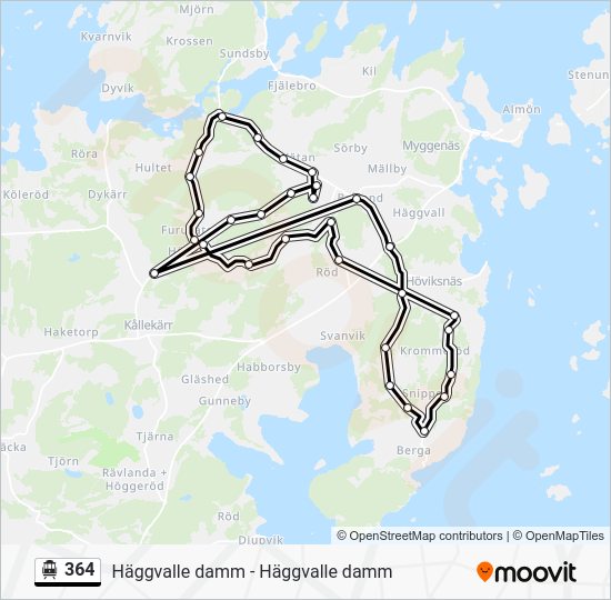 364 Route: Schedules, Stops & Maps - Häggvalle Damm (Updated)