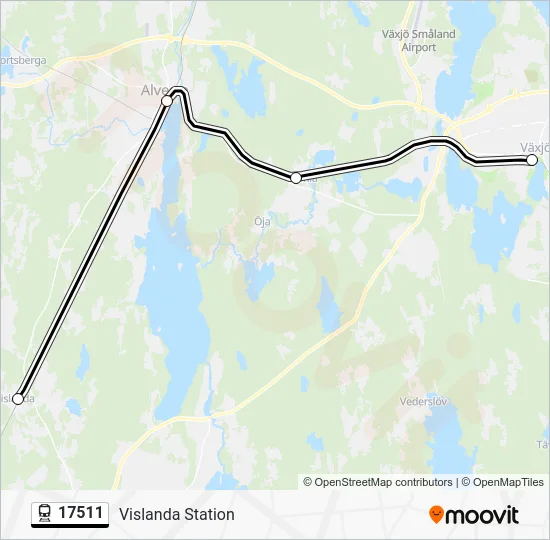 17511 Rutt: Tidtabeller, Hållplatser & Kartor - Vislanda Station ...