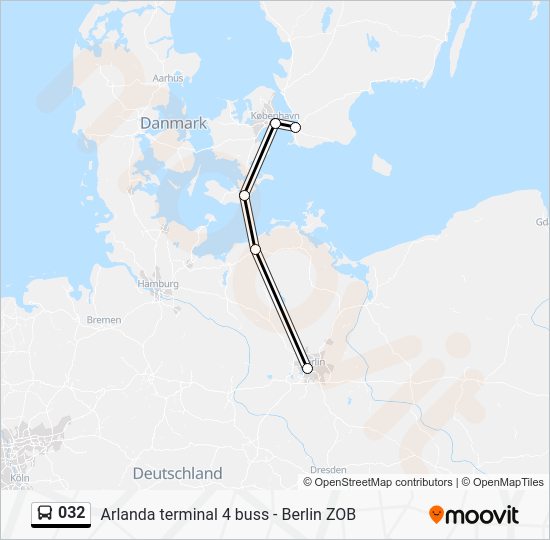 032 Rutt: Tidtabeller, Hållplatser & Kartor - Berlin Zob (Uppdaterat)