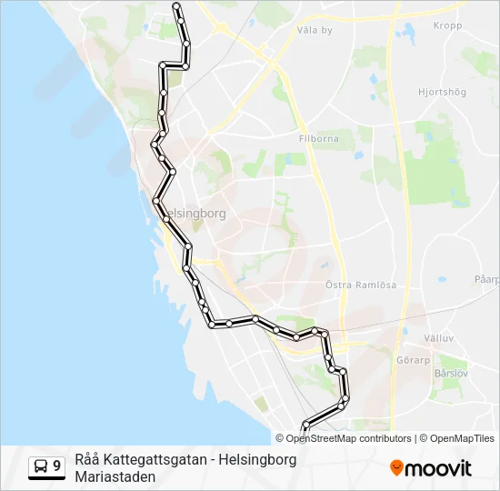 9 Route: Schedules, Stops & Maps - Helsingborg Mariastaden (Updated)
