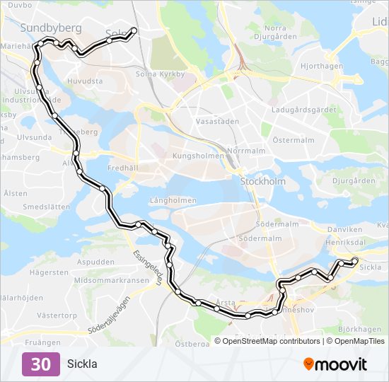 30 Rutt: Tidtabeller, Hållplatser & Kartor - Sickla (Uppdaterat)