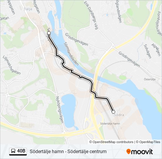 40b Rutt: Tidtabeller, Hållplatser & Kartor - Södertälje Hamn (Uppdaterat)
