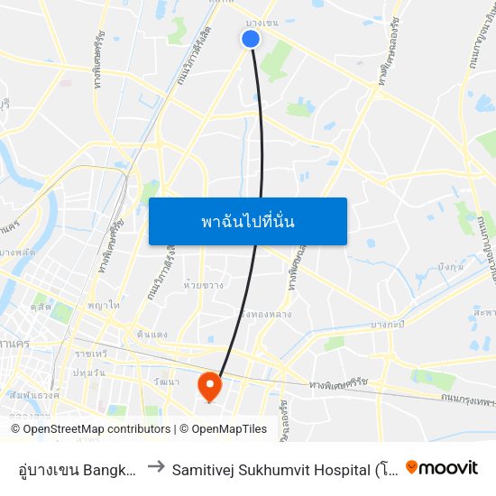 อู่บางเขน Bangkhen Bus DepotไปยังSamitivej Sukhumvit Hospital ...