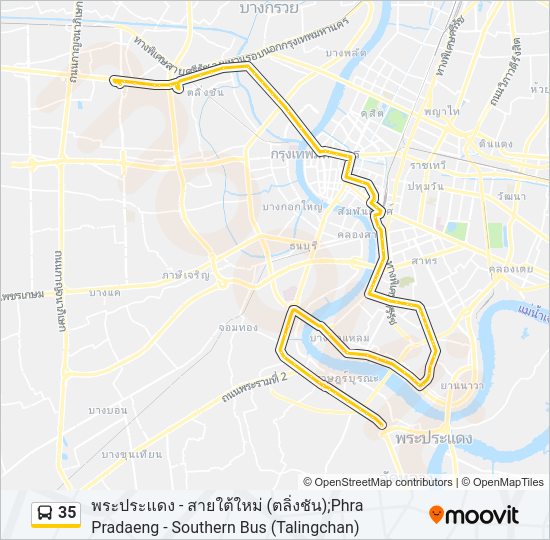 เส้นทางของสาย 35: ตารางเดินรถ, ป้ายต่างๆและแผนที่ - สายใต้ใหม่ (ตลิ่ง ...