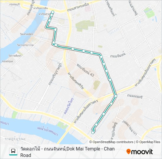เส้นทางของสาย 1279: ตารางเดินรถ, ป้ายต่างๆและแผนที่ - ถนนจันทน์;Chan ...