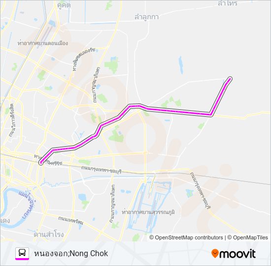 เส้นทางของสาย ต21: ตารางเดินรถ, ป้ายต่างๆและแผนที่ - หนองจอก;Nong Chok ...