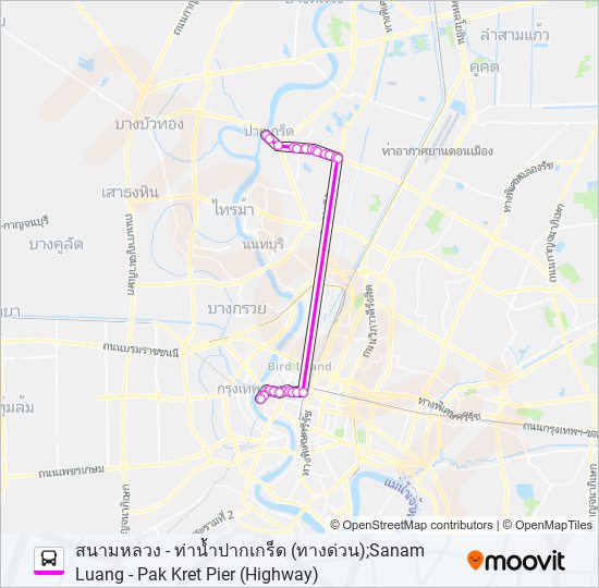 เส้นทางของสาย ต102: ตารางเดินรถ, ป้ายต่างๆและแผนที่ - ท่าน้ำปากเกร็ด ...