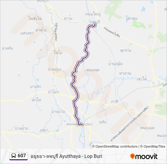 607 Route: Schedules, Stops & Maps - อยุธยา-ลพบุรี Ayutthaya - Lop Buri (Updated)