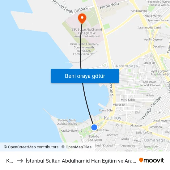 Kadıköy noktasından İstanbul Sultan Abdülhamid Han Eğitim ve Araştırma ...