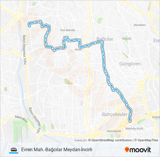incirli bağcilar meydan evren mah Route: Schedules, Stops & Maps ...