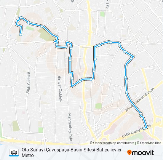 bahçelievler metrobasin sitesiçavuşpaşaoto sanayi Route: Schedules ...