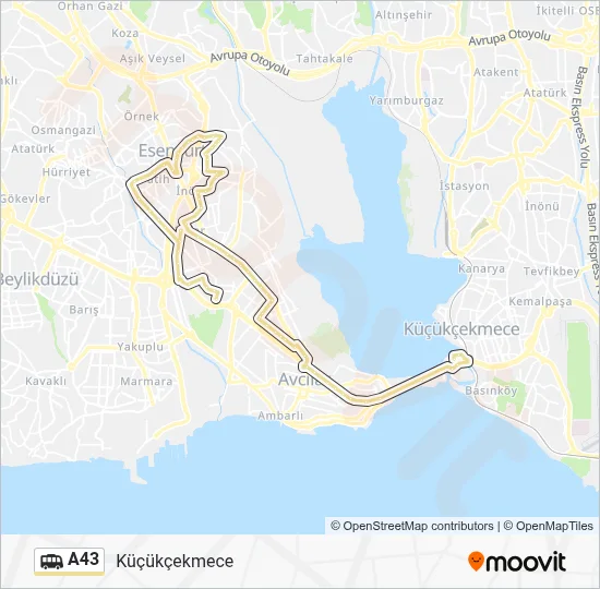 A43 Route: Schedules, Stops & Maps - Küçükçekmece (Updated)