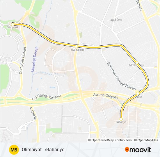 m9 Güzergahı: Saatleri & Durakları ve Haritası - Olimpiyat > Bahariye ...