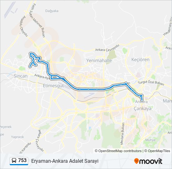 753 Route: Schedules, Stops & Maps - Eryaman-Ankara Adalet Sarayi (Updated)