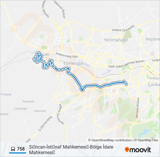 758 Route: Schedules, Stops & Maps - Sincan - İStinaf Mahkemesi - Bölge ...