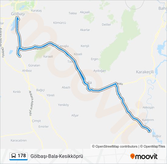 178 Route: Schedules, Stops & Maps - Gölbaşı-Bala-Kesikköprü (Updated)