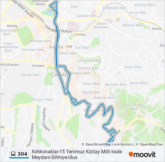 304 Route: Schedules, Stops & Maps - Kırkkonaklar-15 Temmuz Kızılay ...