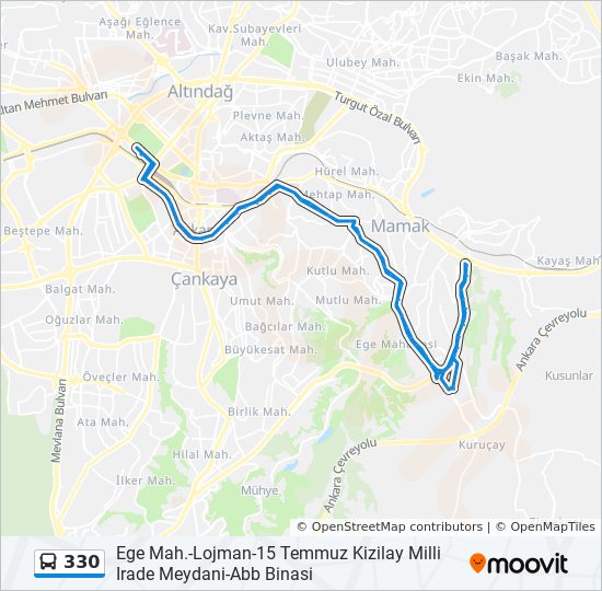 330 Route: Schedules, Stops & Maps - Ege Mh.-Lojman-15 Temmuz Kızılay ...