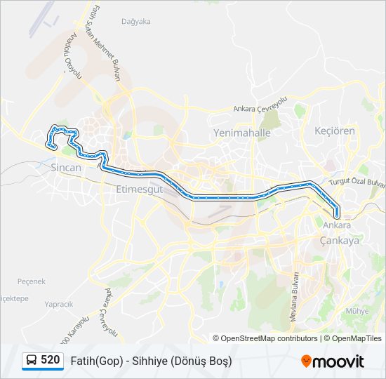 520 Route: Schedules, Stops & Maps - Fatih(Gop) - Sihhiye (Dönüş Boş ...