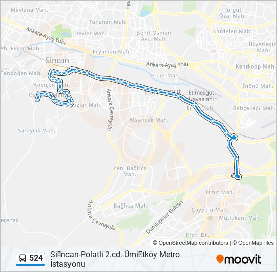 524 Route: Schedules, Stops & Maps - Ümitköy Metro İStasyonu-Sincan ...