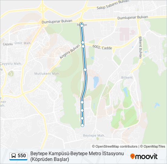 550 Route: Schedules, Stops & Maps - Beytepe Kampüsü-Beytepe Metro ...