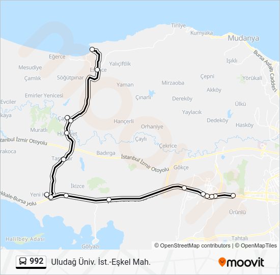 992 Route: Schedules, Stops & Maps - Uludağ Üniv. İst.-Eşkel Mah. (Updated)