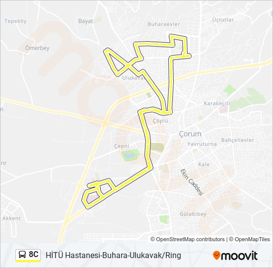 8c Route: Schedules, Stops & Maps - HİTÜ Hastanesi-Buhara-Ulukavak/Ring ...