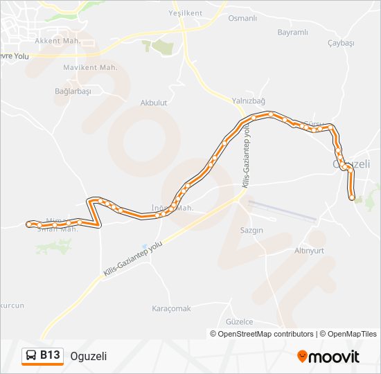 b13 Route: Schedules, Stops & Maps - Oguzeli (Updated)