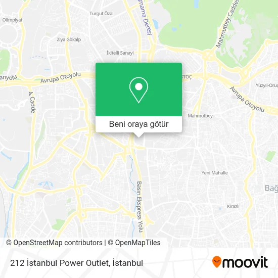 212 İstanbul Power Outlet, Bagcilar nerede, metro, otobüs, minibüs ...
