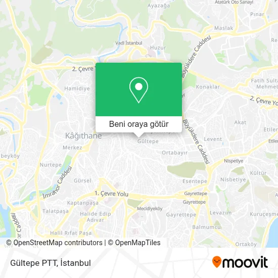 Gültepe PTT, Kagithane nerede, otobüs, metro, minibüs / dolmuş, tren ...