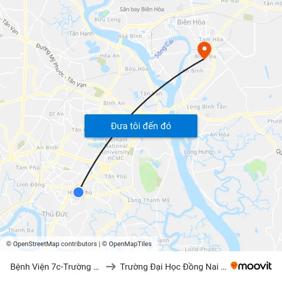 Bệnh Viện 7c-Trường Quân Y 2 đến Trường Đại Học Đồng Nai (Cơ Sở 3) bằng ...