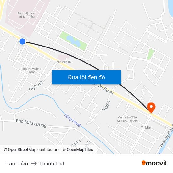 Tân Triều đến Thanh Liệt bằng phương tiện công cộng