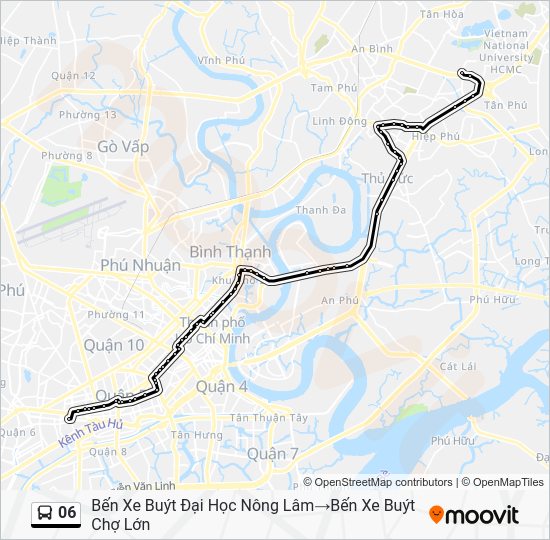 06 Route: Schedules, Stops & Maps - Đại Học Nông Lâm‎→Bến Xe Buýt Chợ ...