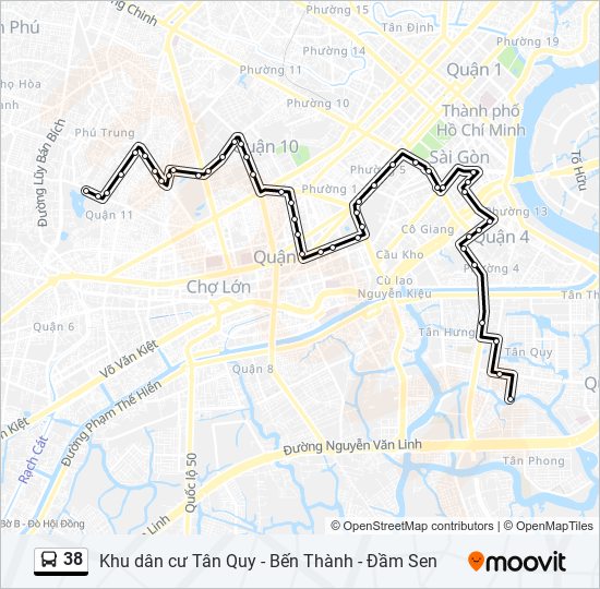 38 Route: Schedules, Stops & Maps - Bến Xe Buýt Đầm Sen‎→Đầu Bến Tân ...